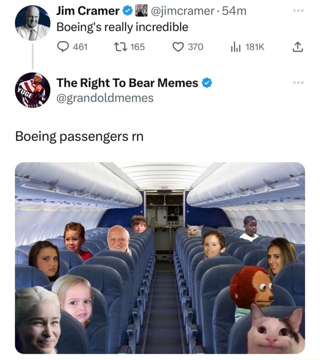 Jim Cramer @jimcramer- Boeing's really incredible 461 165 370 181K The ...