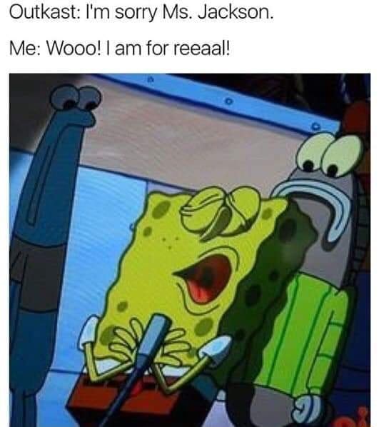 Outkast: I'm sorry Ms. Jackson. Me: W000! \ am for reeaah - iFunny