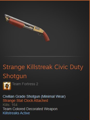 Strange teak Civic Duty Shotgun Team Fortress 2 Civilian Grade Shotgun ...