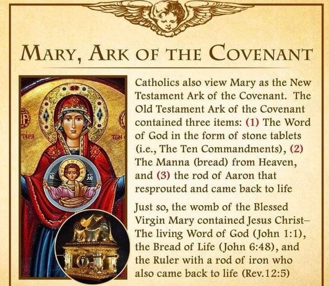 Catholics also view Mary as the New Testament Ark of the Covenant. The ...