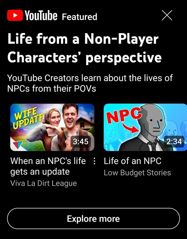 > YouTube Featured Life from a Non-Player Characters' perspective ...