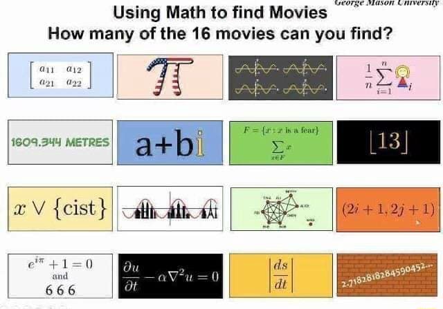 A TN Using Math to find Movies How many of the 16 movies can you find ...