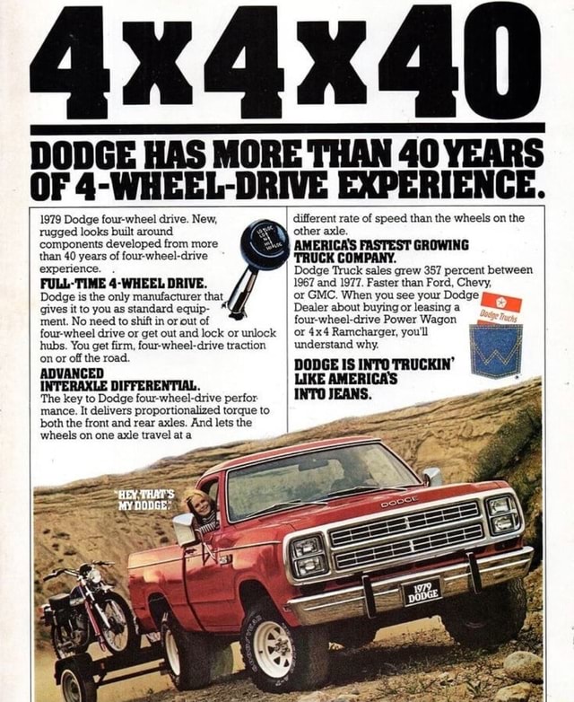 4x4x40 DODGE HAS MORE THAN 40 YEARS OF WHEEL EXPERIENCE. 1979 Dodge ...