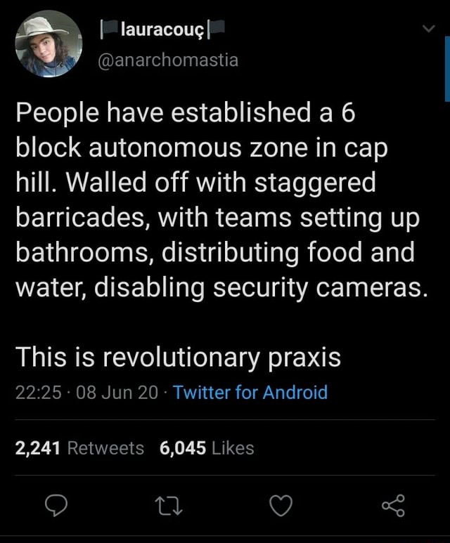 People have established a 6 block autonomous zone in cap hill. Walled ...