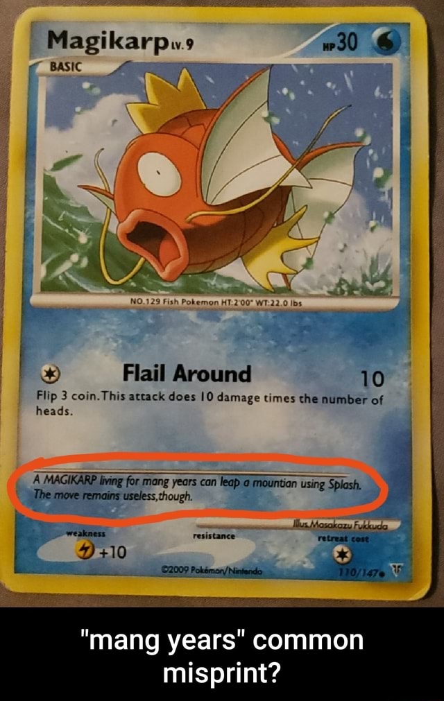 Magikarpw." BASIC NO.129 Fish Pokemon Flail Around 10 Flip 3 coin. This ...