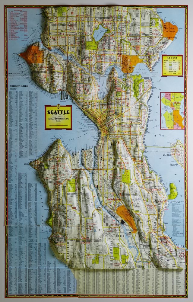 Kroll's Map Company - Seattle ca 1947 (enhanced with topographical data ...