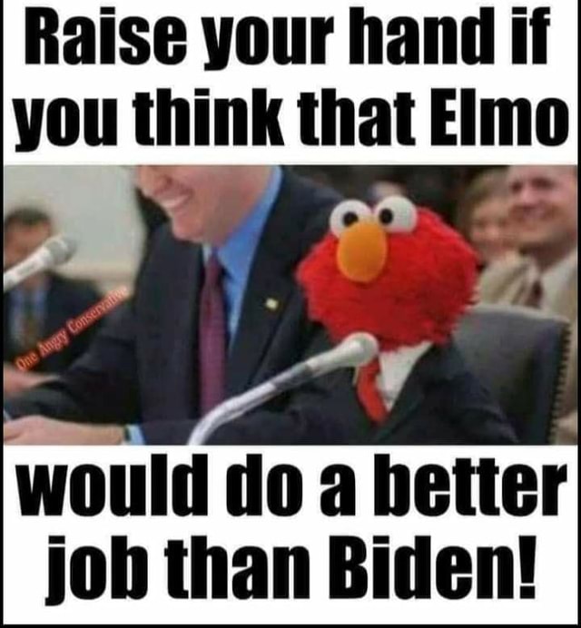 Raise your hand if you think that Elmo would doa better job than Biden ...