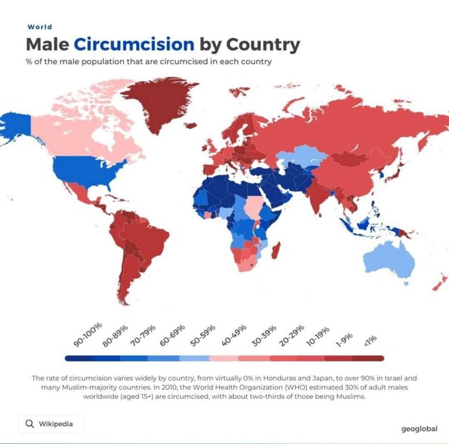 World Male Circumcision by Country % of the male population that are ...