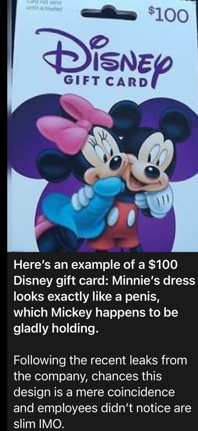 *100 GIFT CARD Here's an example of a $100 Disney gift card: Minnie's ...