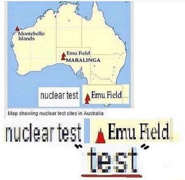 Montebello Islands MARALINGA nuclear test Emu Field Map showing nuclear ...