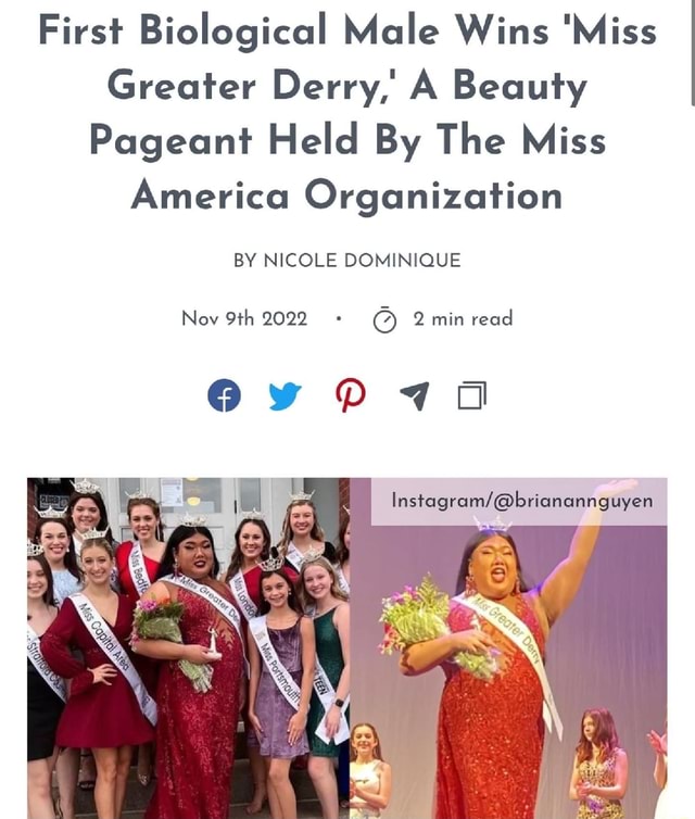 First Biological Male Wins 'Miss Greater Derry, A Beauty Pageant Held ...