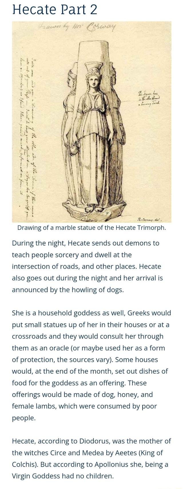 Hecate Part 2 ty Pay - om core is om Drawing of a marble statue of the ...
