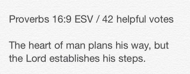 Proverbs 16 9 ESV 42 Helpful Votes The Heart Of Man Plans His Way But proverbs-16-9-esv-42-helpful-votes-the-heart-of-man-plans-his-way-but