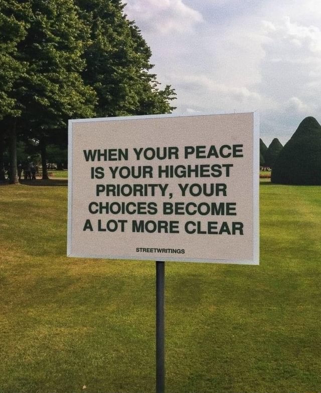 WHEN YOUR PEACE IS YOUR HIGHEST PRIORITY, YOUR CHOICES BECOME I ALOT ...