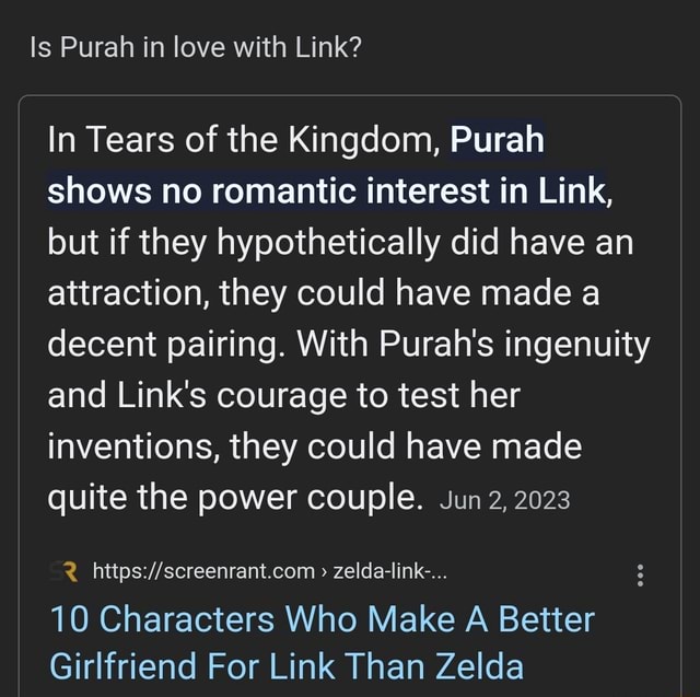 Is Purah in love with Link? In Tears of the Kingdom, Purah shows no ...