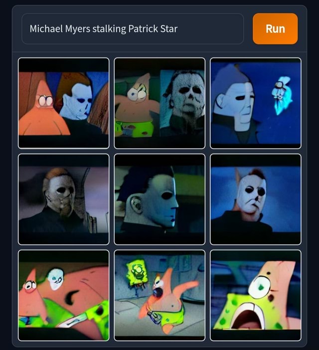 Michael Myers stalking Patrick Star - iFunny