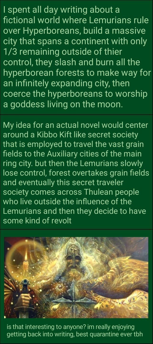 I spent all day writing about a fictional world where Lemurians rule ...