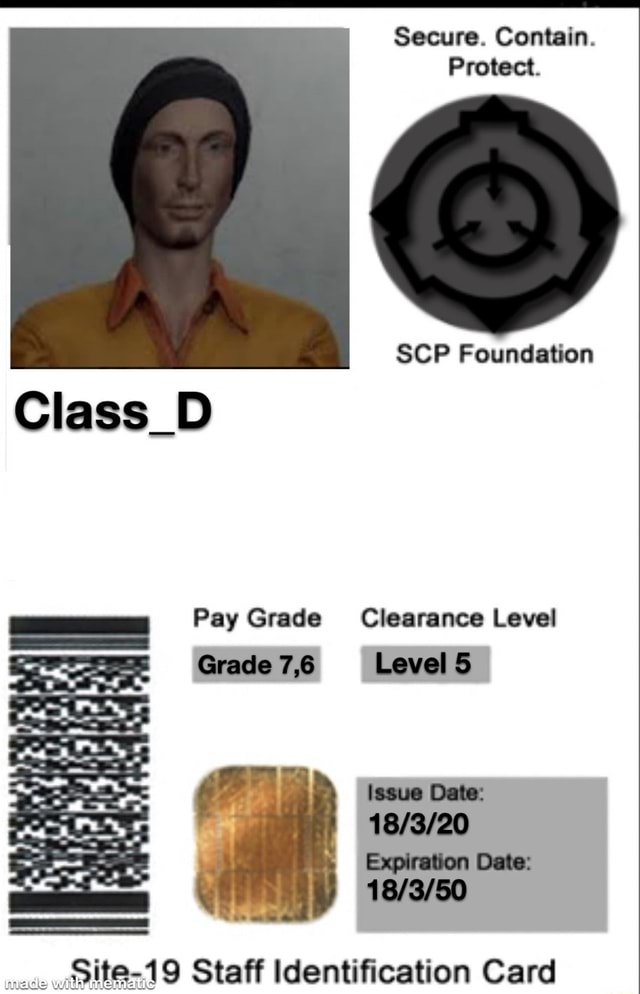 Secure. Contain. Protect. SCP Foundation === Pay Grade Clearance Level ...