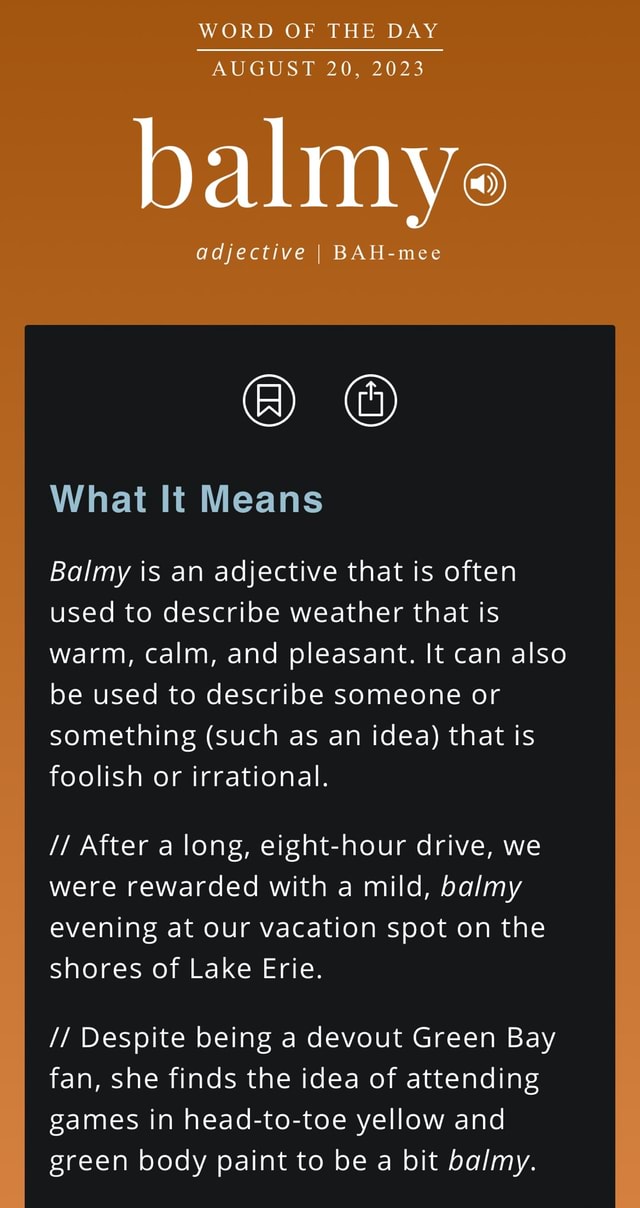WORD OF THE DAY AUGUST 20, 2023 balimye adjective I BAH-mee What It ...