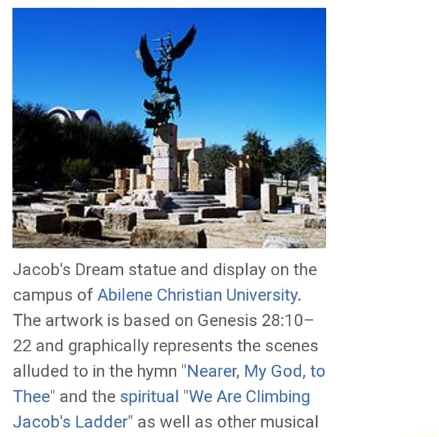 Jacob's Dream statue and display on the campus of Abilene Christian ...