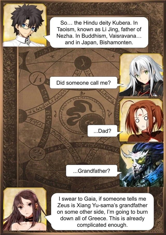 So... the Hindu deity Kubera. In Taoism, known as Li Jing, father of ...