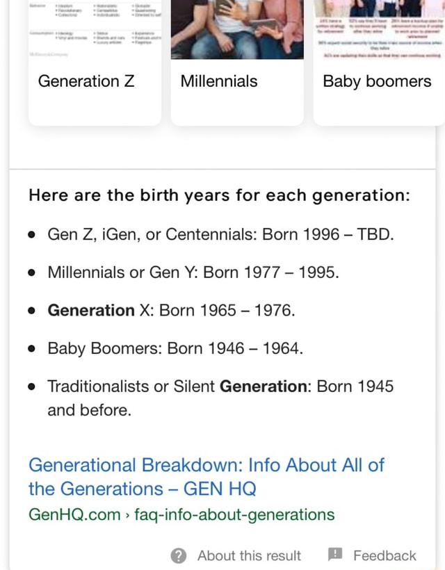 Here are the birth years for each generation: Gen Z, iGen, or ...