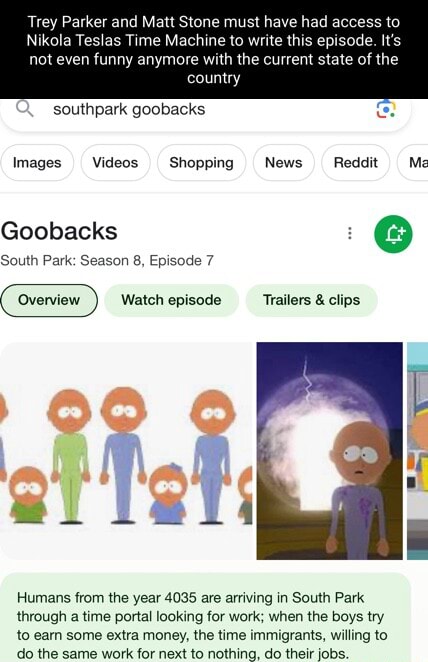 Trey Parker and Matt Stone must have had access to Nikola Teslas Time ...