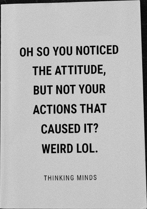 OH SO YOU NOTICED THE ATTITUDE, BUT NOT YOUR ACTIONS THAT CAUSED IT ...