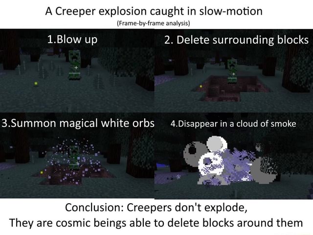 A Creeper explosion caught in slow-motion (Frame-by-frame analysis) 1 ...
