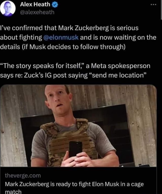 Alex Heath @ @alexeheath I've confirmed that Mark Zuckerberg is serious ...