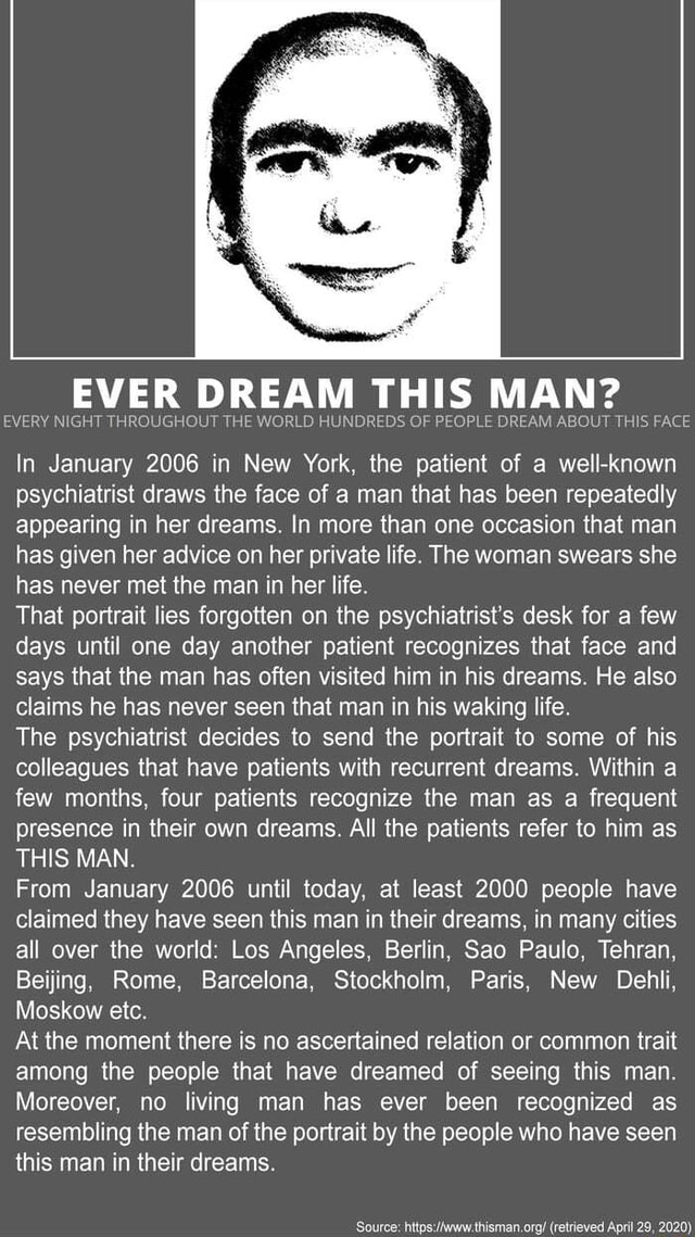 EVER DREAM THIS MAN? EVERY NIGHT THROUGHOUT THE WORLD HUNDREDS OF ...