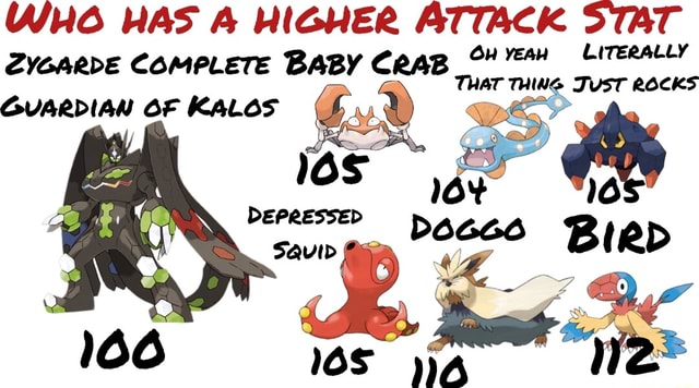 WHO HAS A HIGHER ATTACK STAT ZYGARDE COMPLETE BABY CRAB _OM LITERALLY ...