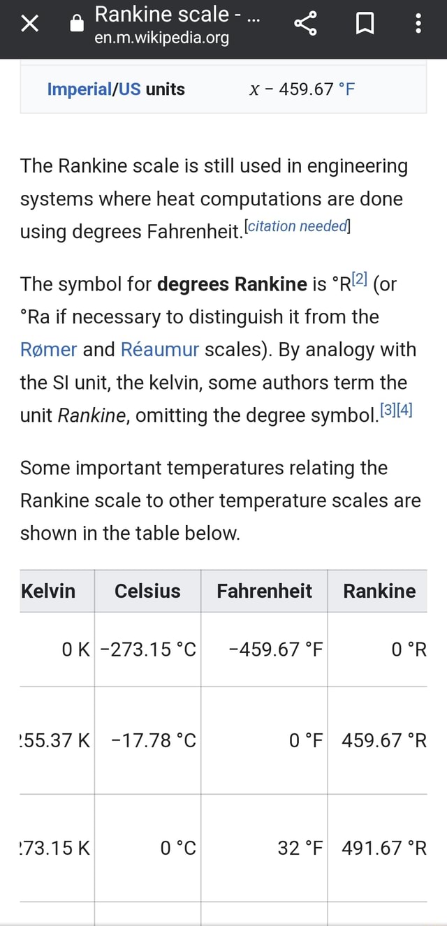 Rankine scale units X 459.67 The Rankine scale is still used in ...