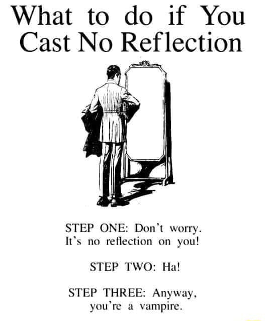 What to do if You Cast No Reflection STEP ONE: Don't worry. It's no ...