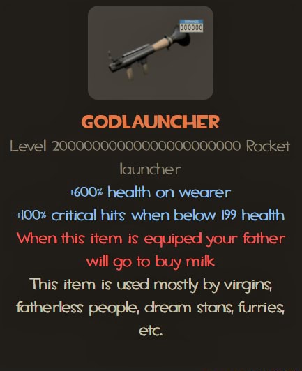 GODLAUNCHER Level 20000000000000000000000 Rocket launcher +600% health ...
