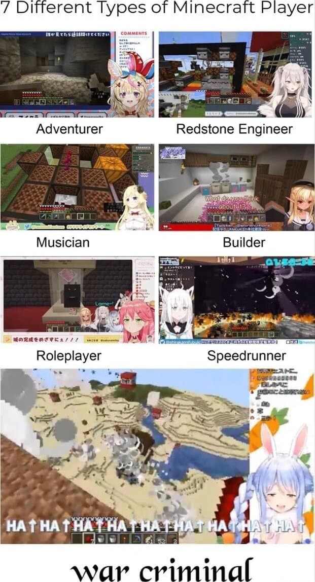 7 Different Types of Minecraft Player Adventurer Redstone Engineer ...