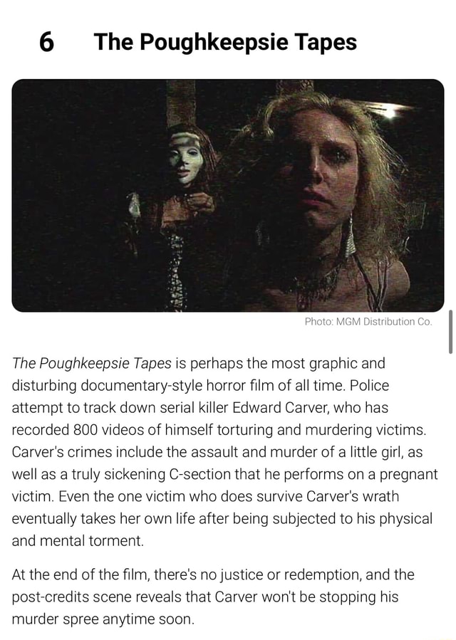 6 The Poughkeepsie Tapes Photo: MGM Distribution Co The Poughkeepsie ...