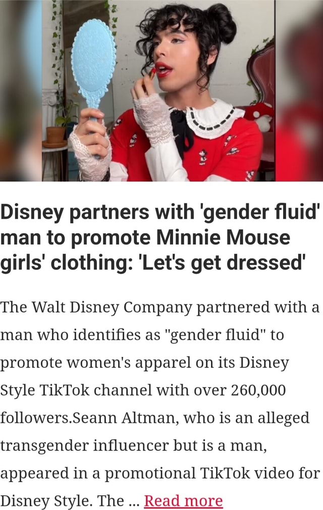 Disney partners with 'gender fluid' man to promote Minnie Mouse girls ...
