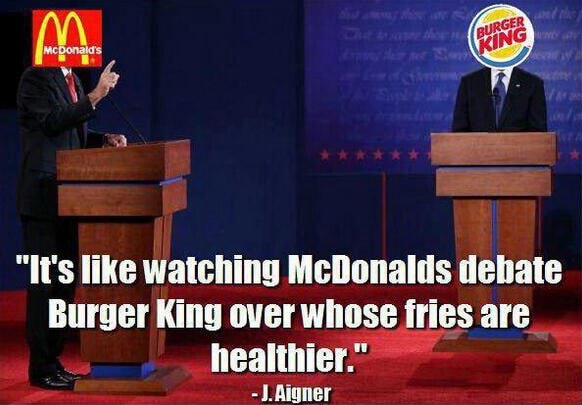 X, ? "It's like watching McDonalds debate Burger King over whose fries ...