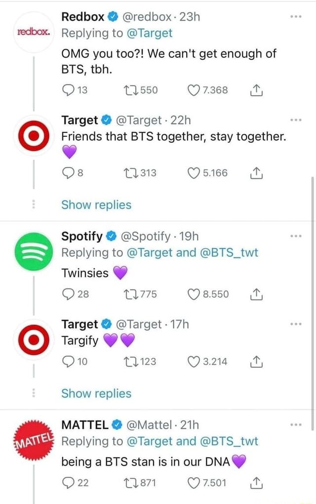 Redbox. Redbox @ @redbox- Replying to @Target OMG you too?! We can't ...