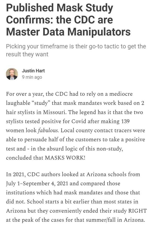 Published Mask Study Confirms: the CDC are Master Data Manipulators ...