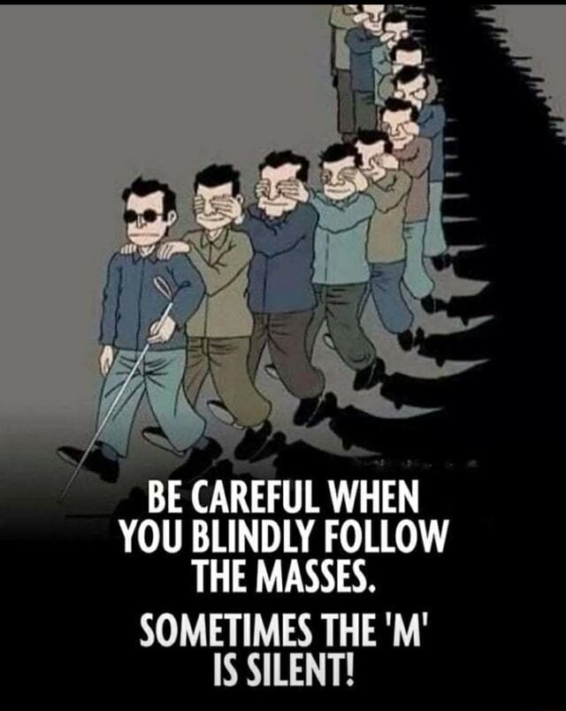 BE CAREFUL WHEN YOU BLINDLY FOLLOW THE MASSES. SOMETIMES THE 'M' IS ...