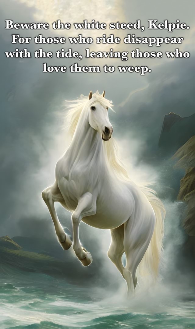 Beware the white steed, Kelpie. For those who ride disappear with the ...