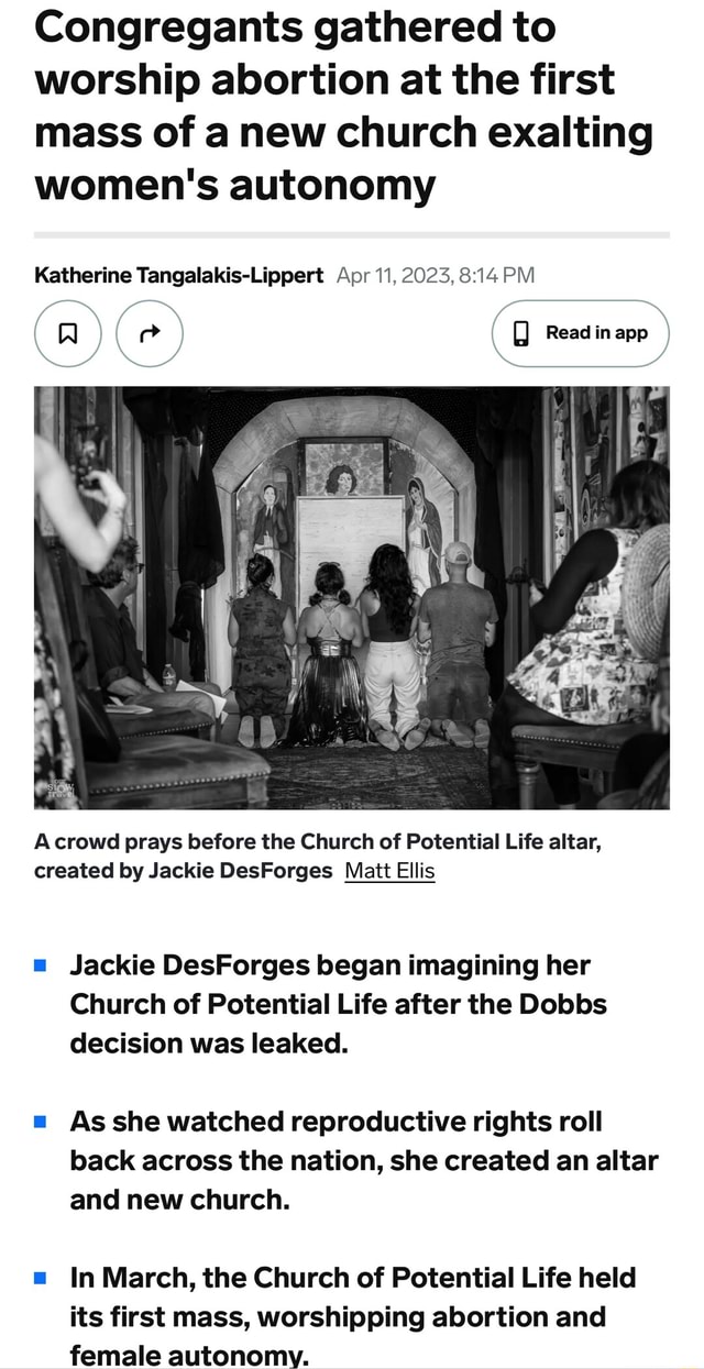 Congregants gathered to worship abortion at the first mass of a new ...