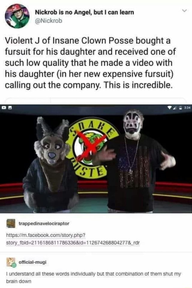© Violent J of Insane Clown Posse bought a fursuit for his daughter and ...