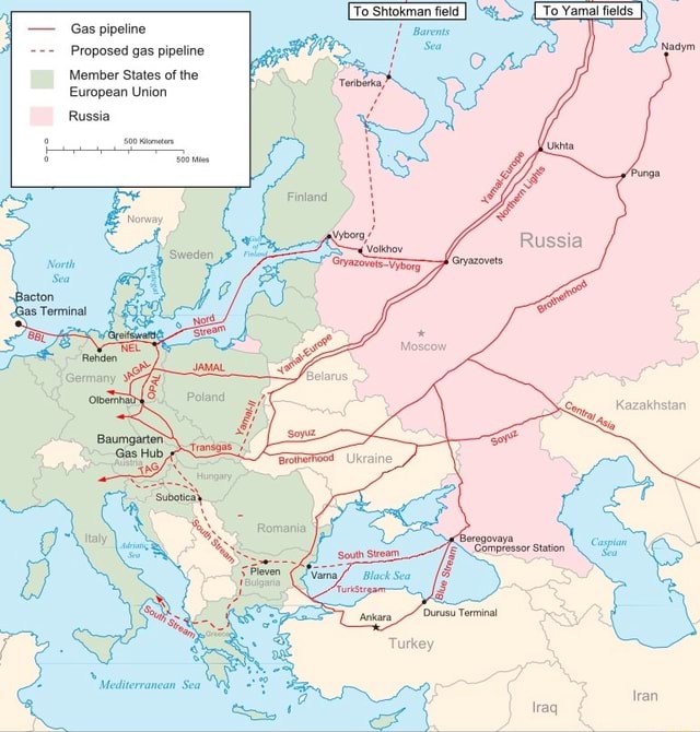 To Yamal fields To Shtokman field Barents Sea - Gas pipeline Proposed ...