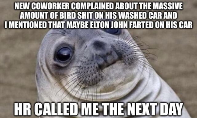 NEW COWORKER COMPLAINED ABOUT THE MASSIVE AMOUNT OF BIRD SHIT ON HIS ...
