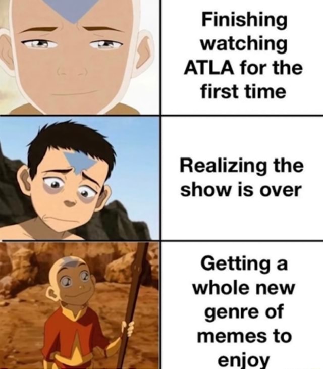 Finishing watching ATLA for the first time Realizing the show is over ...