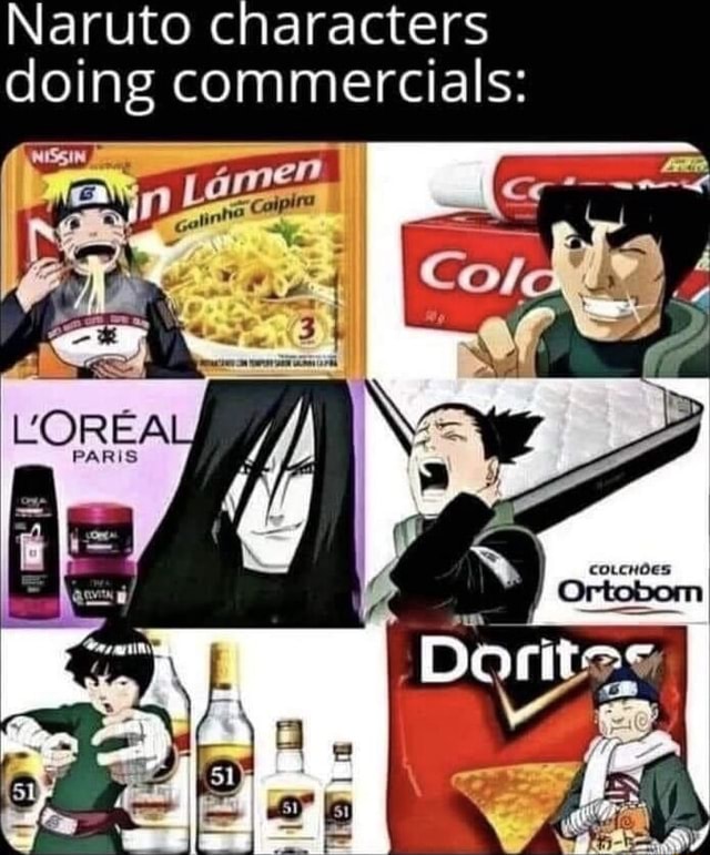 Naruto characters doing commercials: PARIS - iFunny