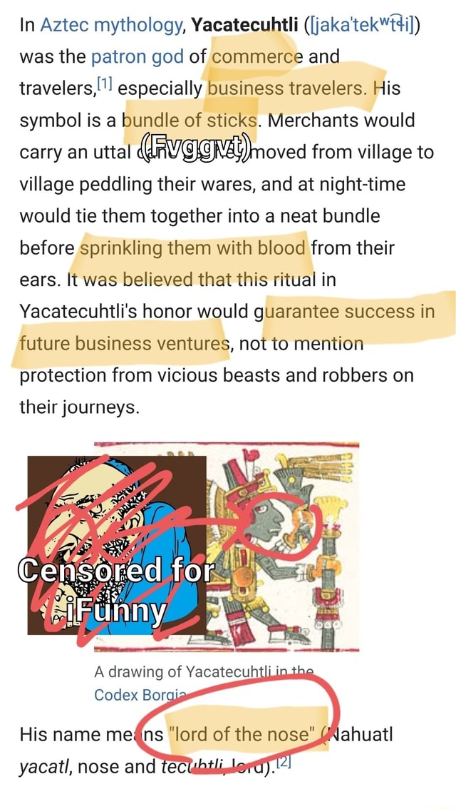 In Aztec mythology, Yacatecuhtli was the patron god of commerce and ...